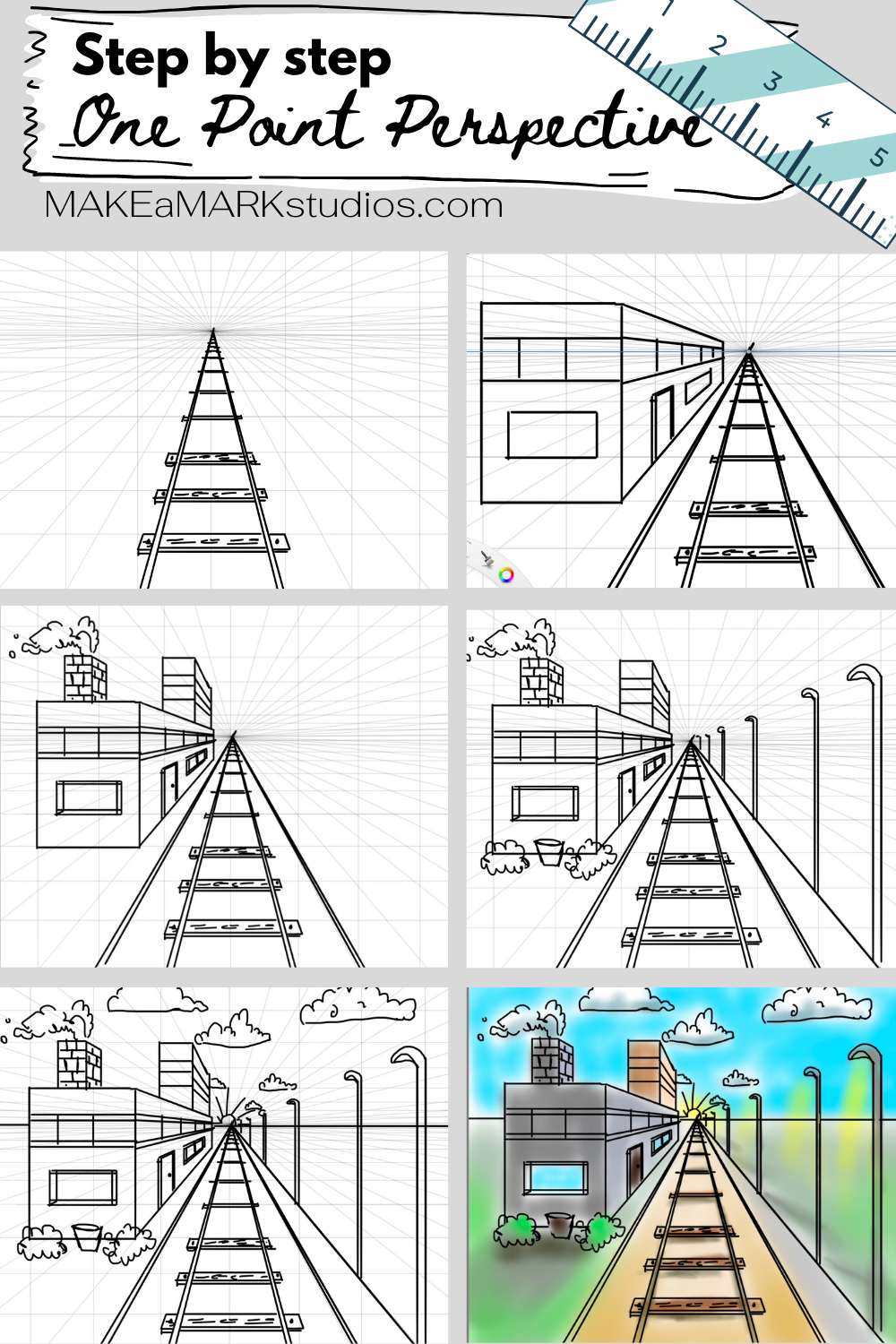 Step By Step One Point Perspective Make A Mark Studios